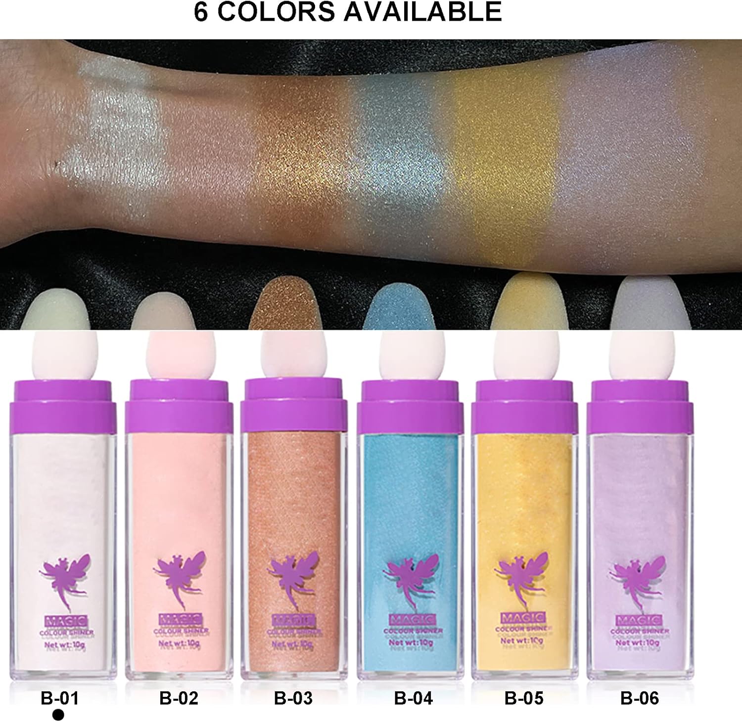 Glitter, Shimmer Face and Body Highlighter Powder with Sponge Head ...