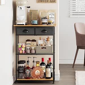 Amazon.com: X-cosrack Coffee Bar Stand Station with 2 Storage Drawers ...