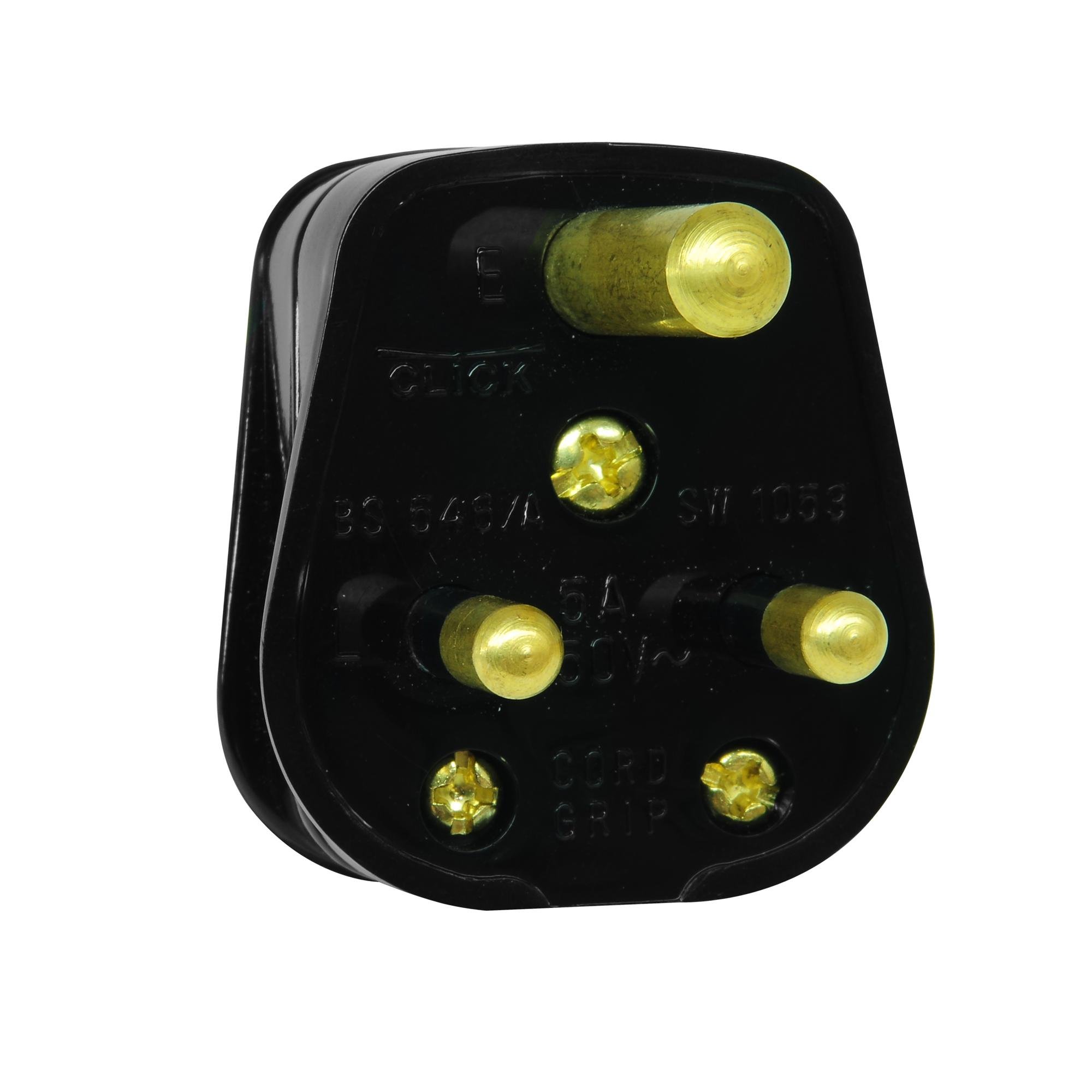 Round Pin Plug Black 5A : Amazon.co.uk: DIY & Tools