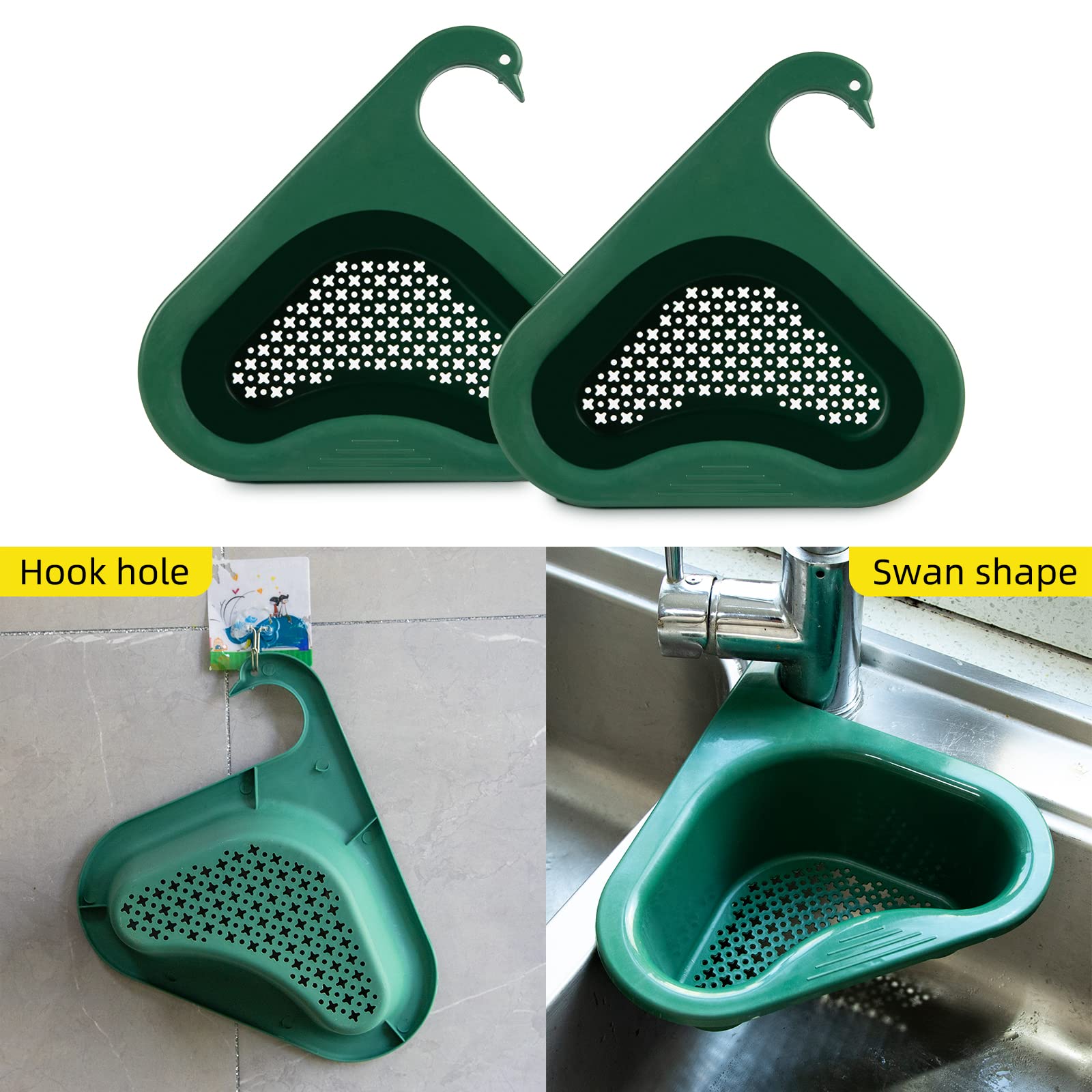 Snapklik.com : Kitchen Sink Drain Basket Swan Drain Rack - Multi ...