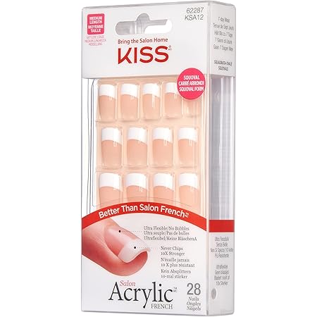 Amazon.com : KISS Salon Acrylic French Nails Long Length KSA08 : Beauty ...