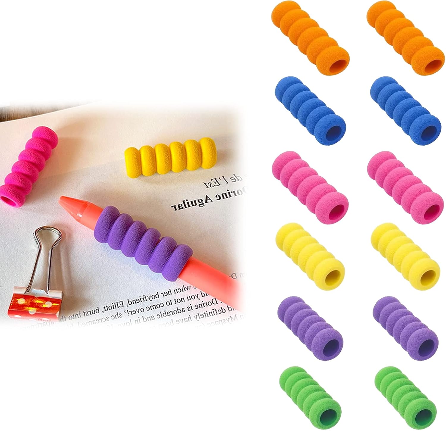 SIYUPU Pencil Grips for Children, 12 Pcs Pen Grips for Adults Foam ...