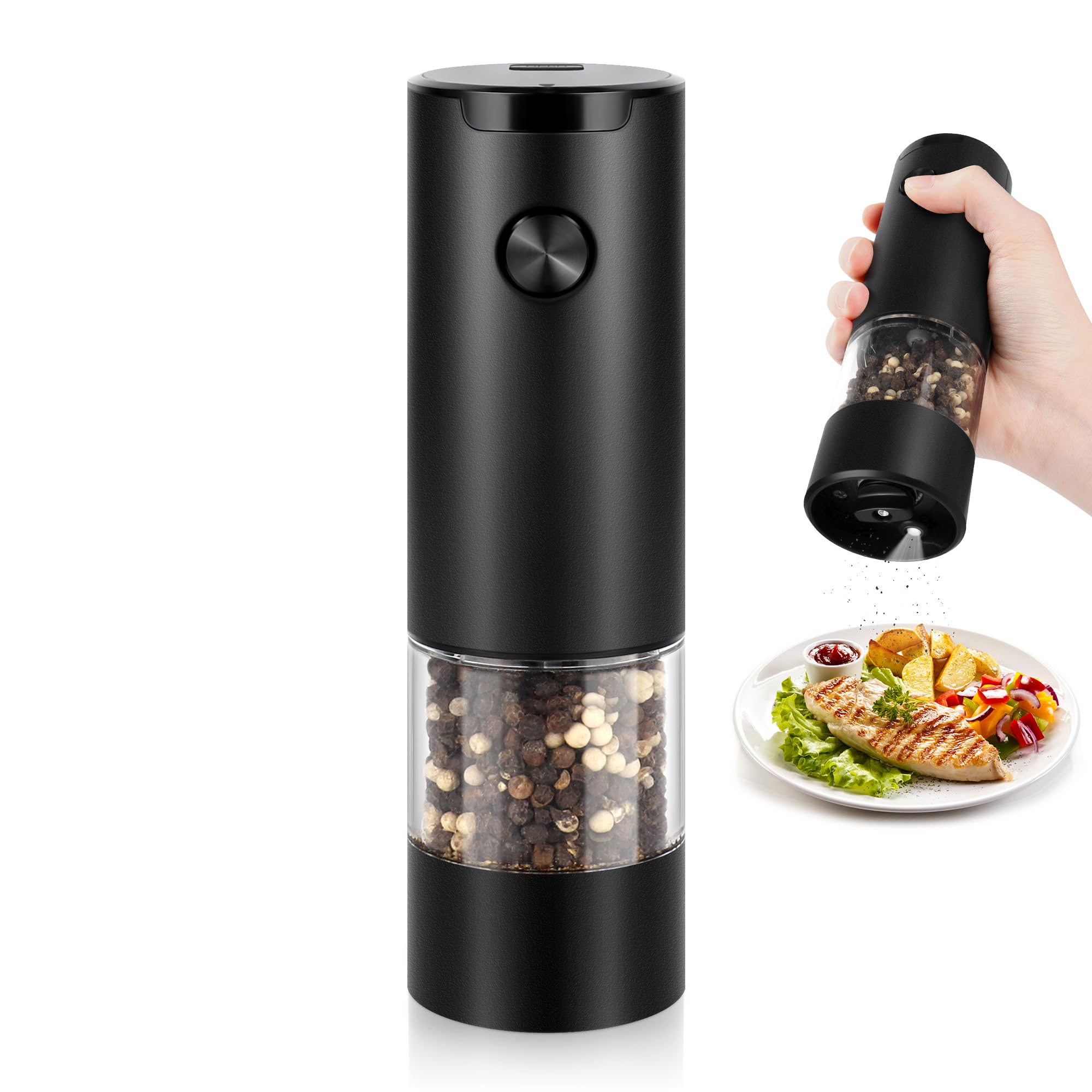 Amazon.com: Electric Pepper Grinder or Salt Mill, Battery Powered Automatic Pepper Mill, Ceramic ...
