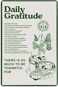Amazon.com: Fmcmly Daily Gratitude Inspirational Metal Tin Sign Green ...