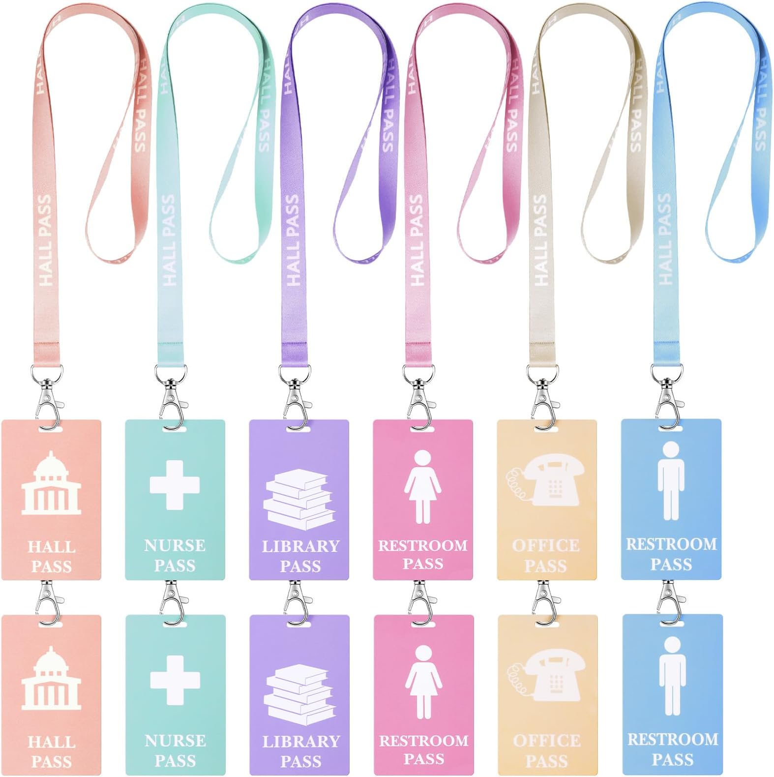 Amazon.com: Weekgrat 6 Sets Acrylic Hall Pass Lanyards Unbreakable ...