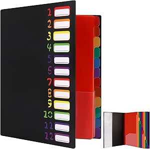JIANTA Document Folder A4, Portable Expanding File with 12 Compartments ...