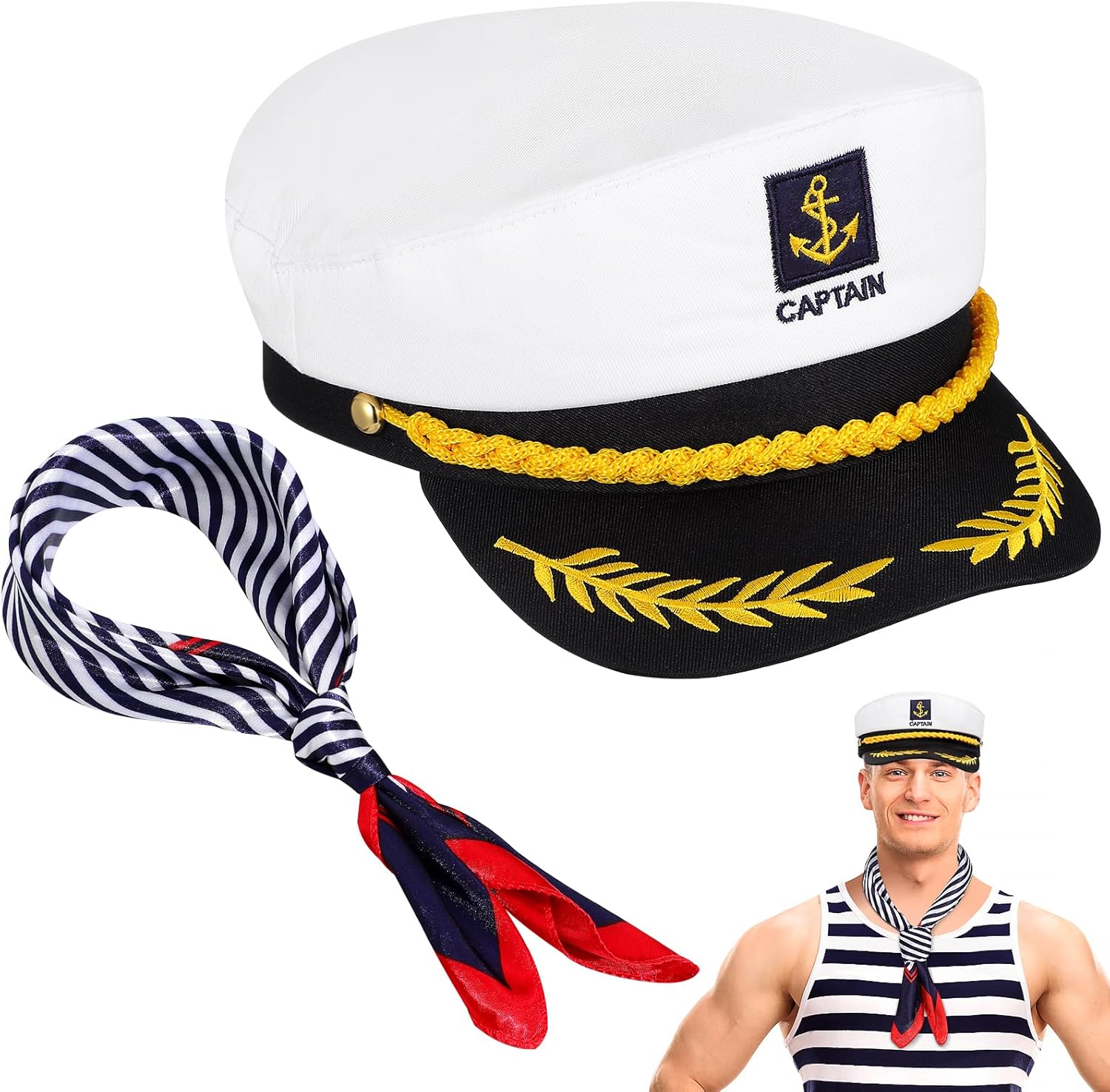 Amazon.com: IMIKEYA Yacht Captain Hat: Sailor Hat Costume Adjustable ...