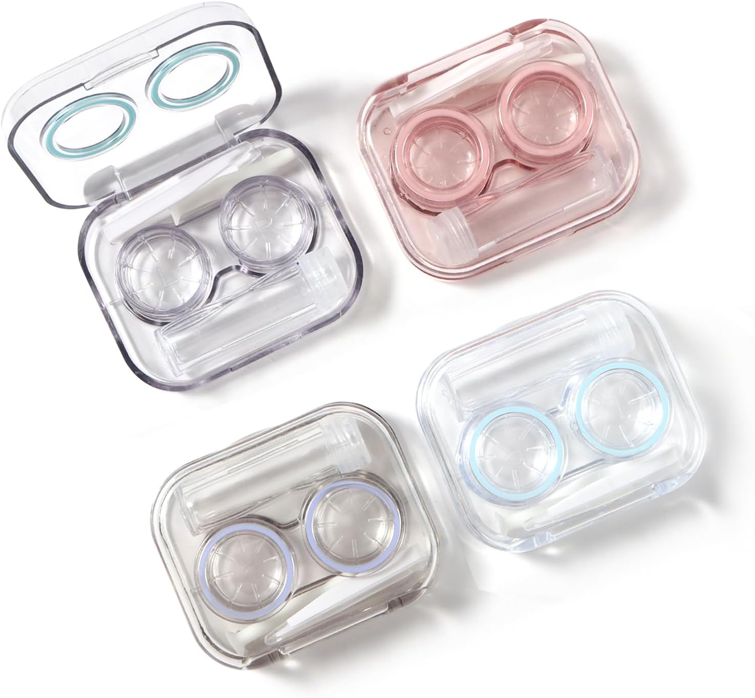 Amazon.com: TATINO 4 Piece Flip Lid Clear Contact Lens Case Travel Set ...