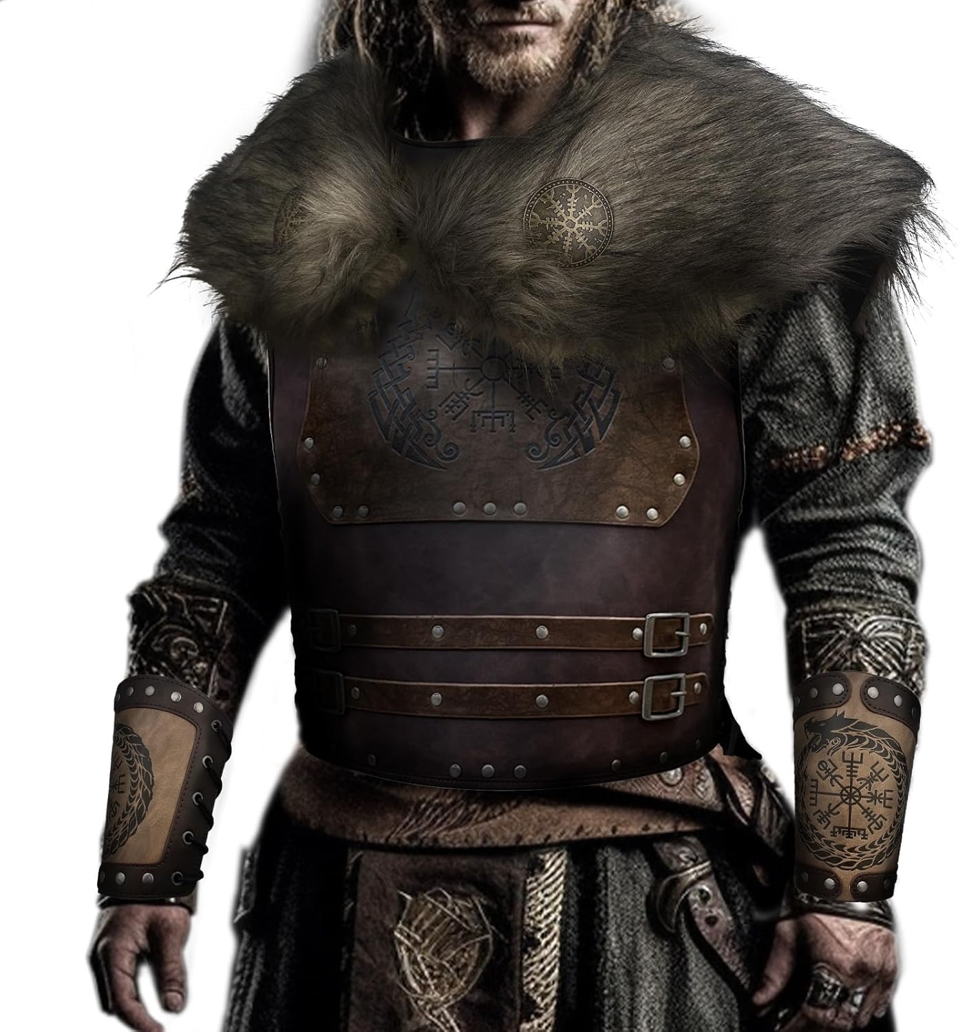 Amazon.com: HiiFeuer Viking Artificial Fur Shawl Fur Collar with ...