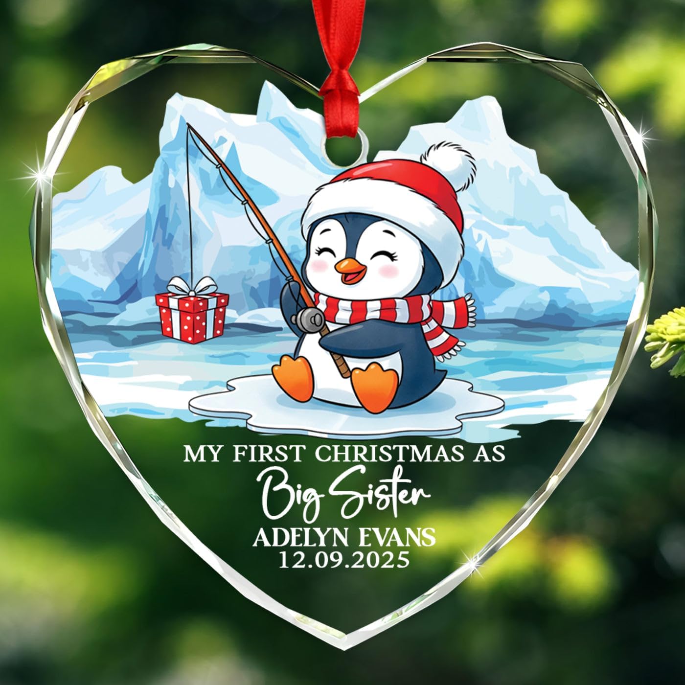 Amazon.com: First Christmas As Big Sister Glass Ornament, Customized ...