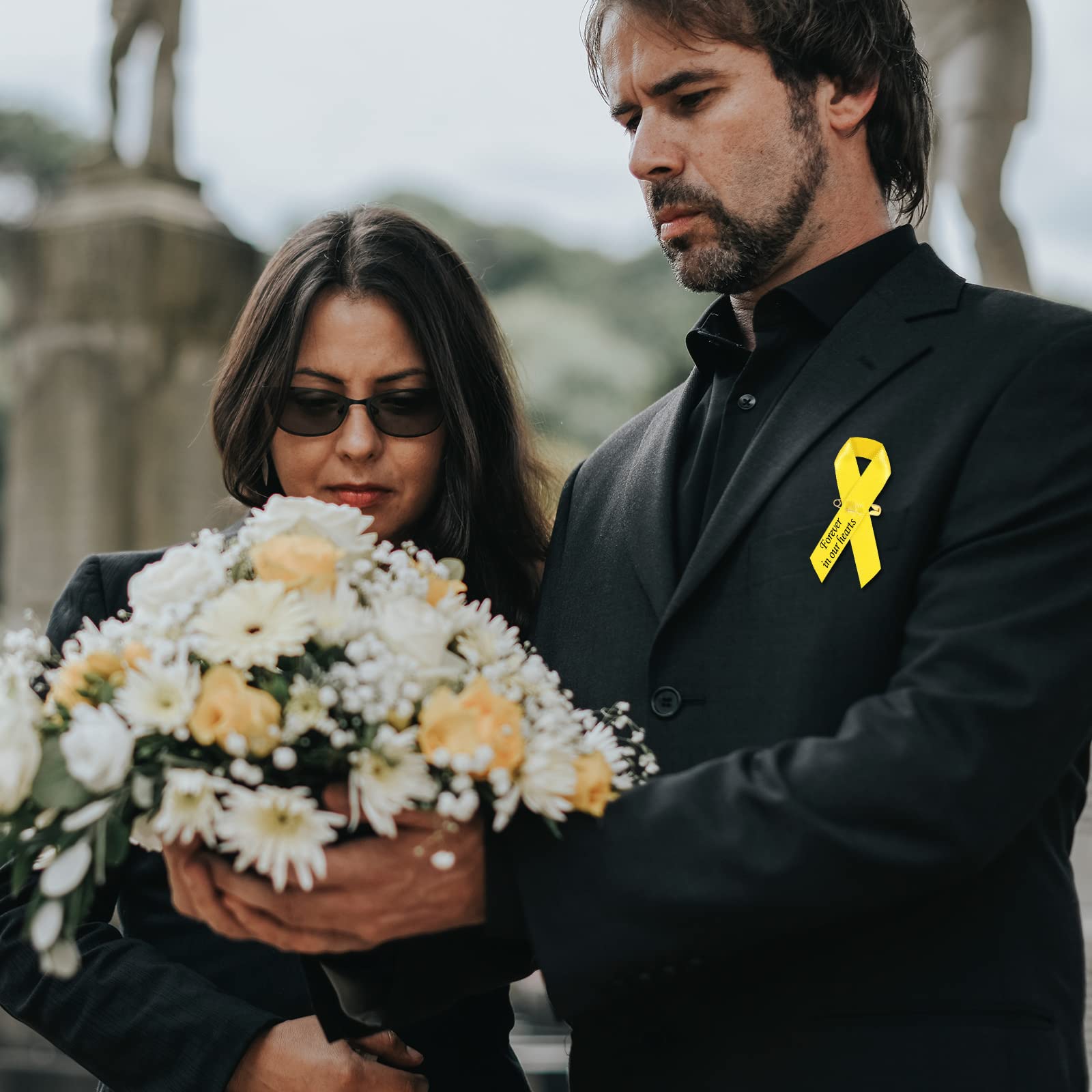 Snapklik.com : Ysleen 100 Pcs Funeral Memorial Ribbons Funeral Pins ...