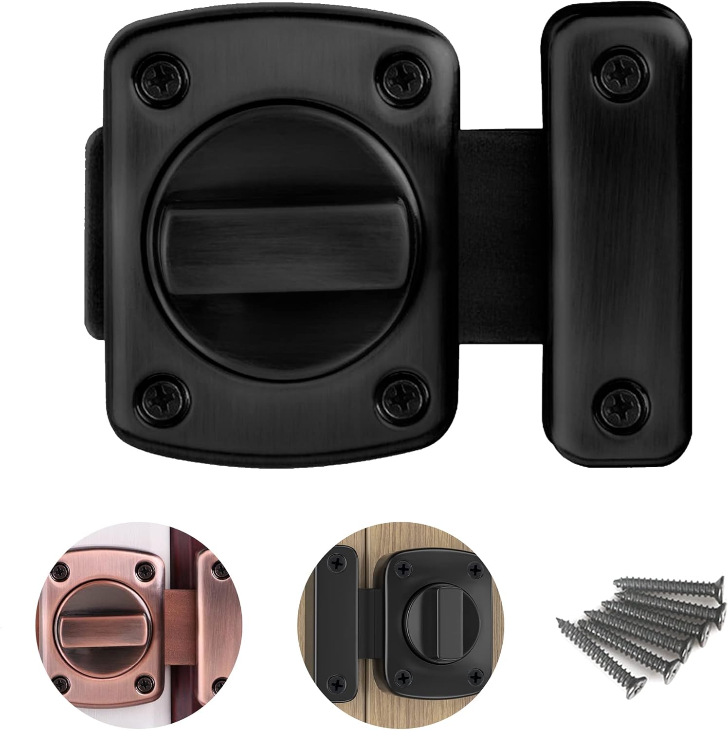 SooGree Security Door Lock, Bolt Lock Solid Revolving Spring Latch/Pet ...