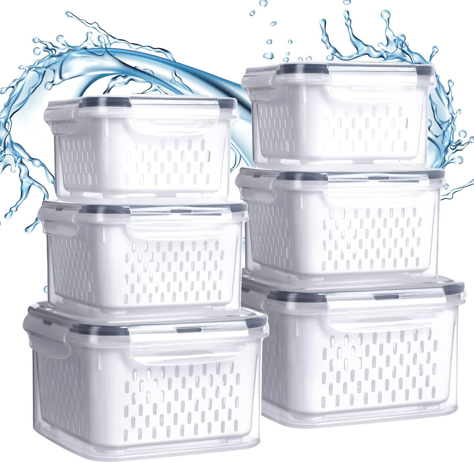 Amazon.com: Potchen 6 Pcs Fruit Vegetable Storage Containers Plastic ...