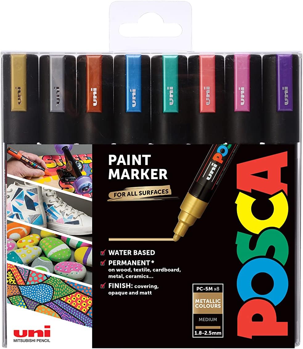 POSCA 153544855 PC-5M „Metallic Paint in a Pen“-Set, 2,5 mm breite ...