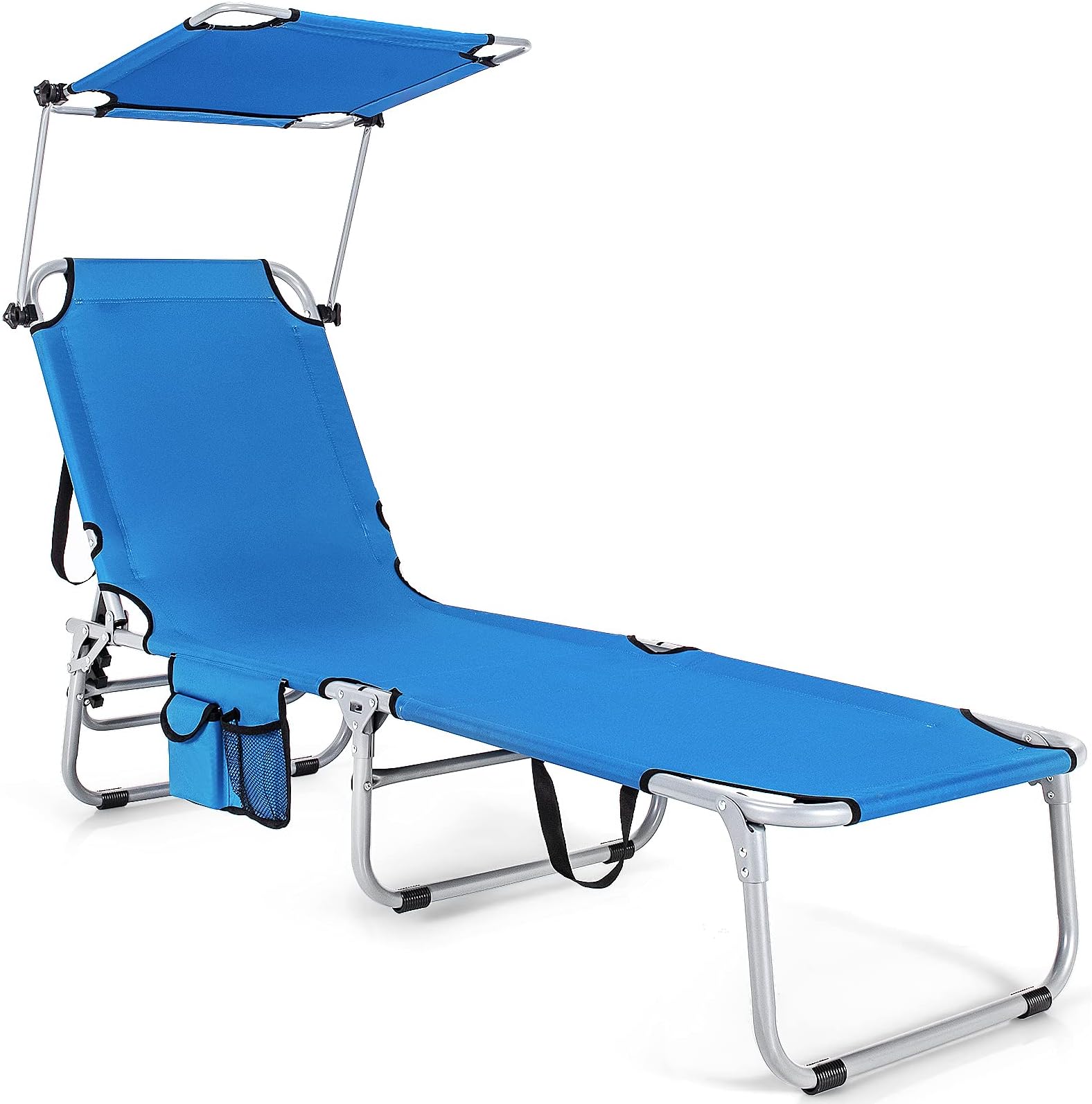 Amazon.com : Wenqik 2 Pcs Foldable Beach Lounge Chair with 360° Canopy ...
