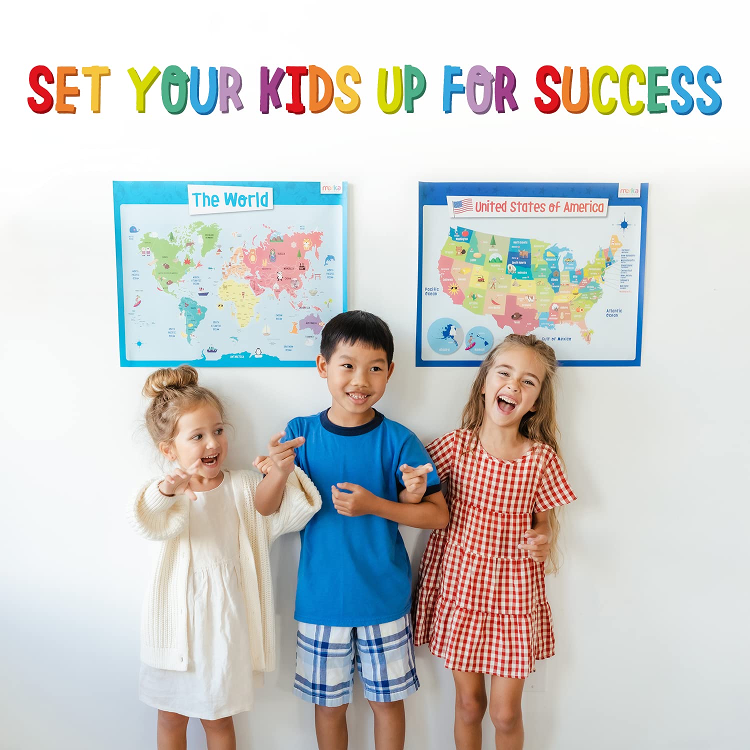 Buy merka Educational Large Kindergarten Wall Poster Set 16pc - USA ...