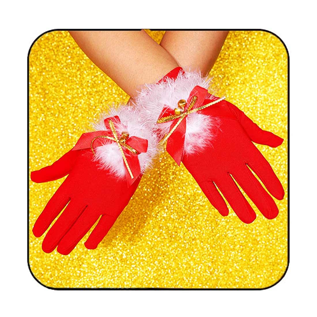 Amazon.com: Latious Red Christmas Gloves Short Santa Gloves Fingers ...
