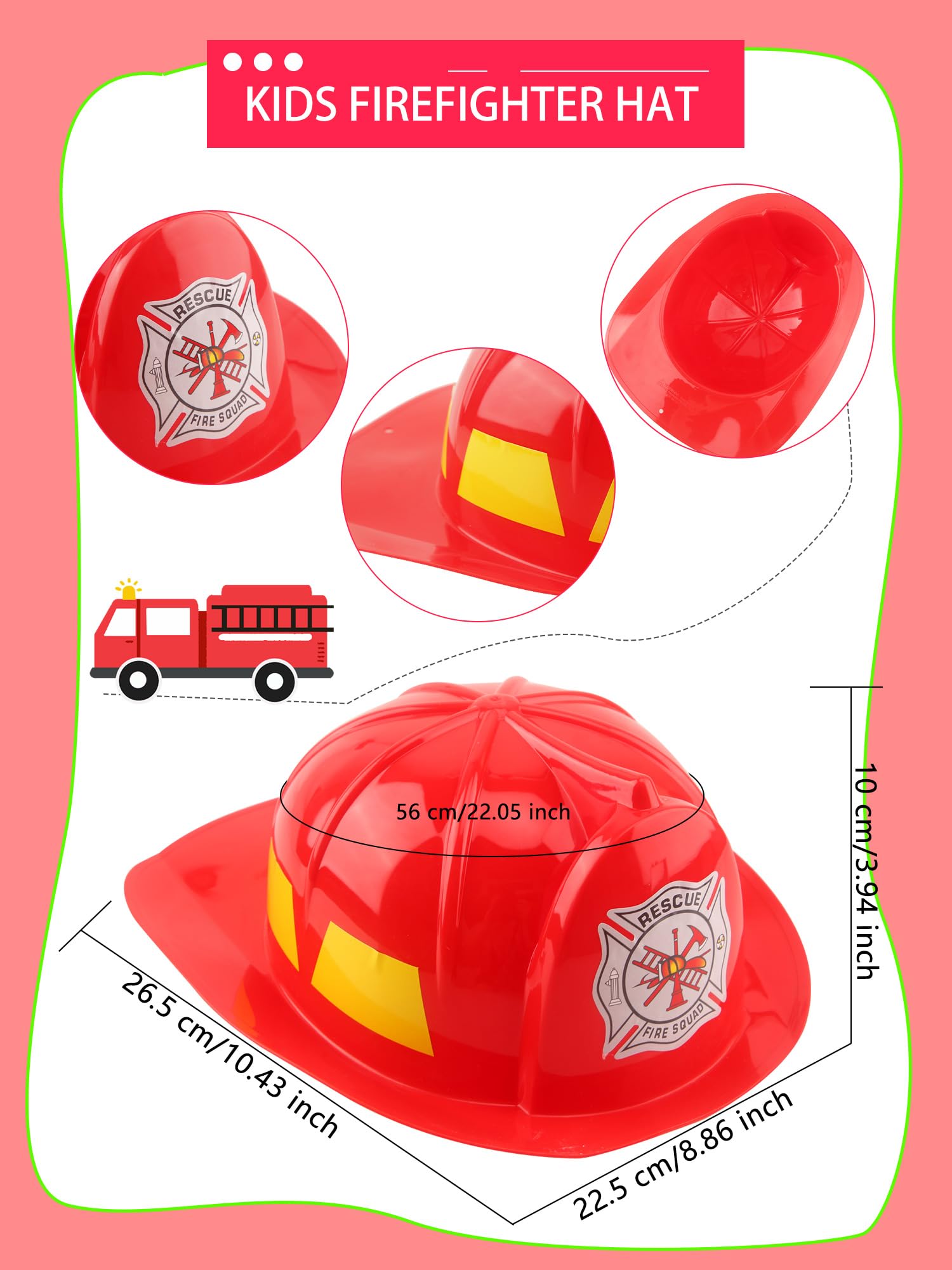 Restroma 4 Pack Plastic Fireman Hat Firefighter Hard Hat Fire Chief ...