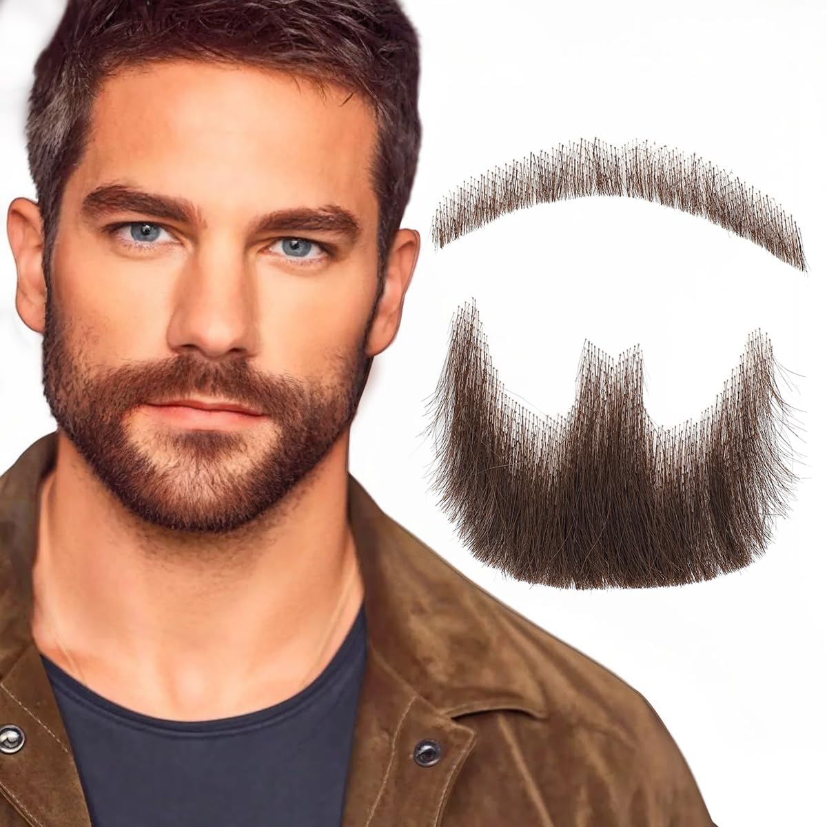 Amazon.com: CLIONE Brown Fake Beard Realistic 100% Human Hair Full Hand ...