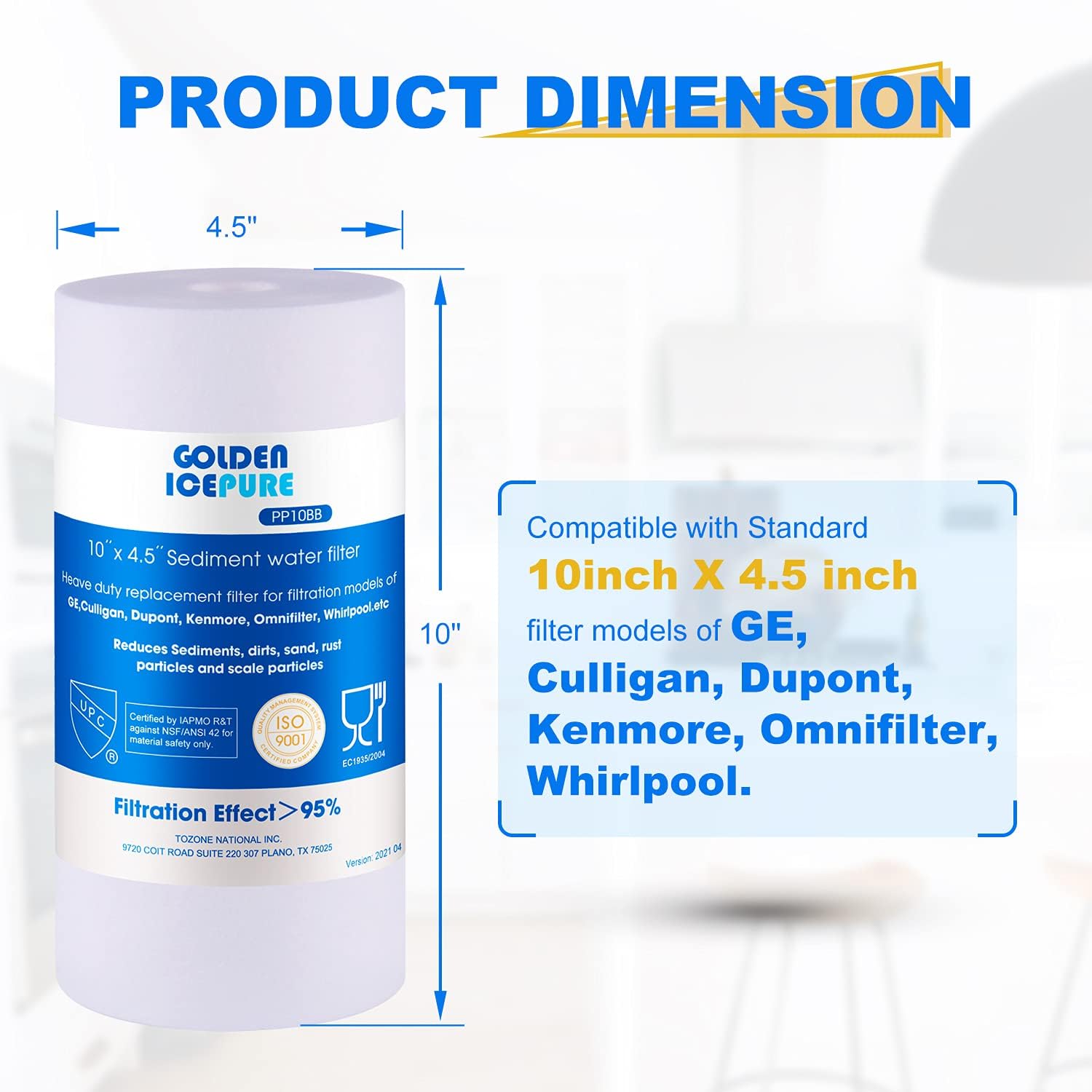 GOLDEN ICEPURE Filtro de agua de sedimentos para toda la casa de 5 ...