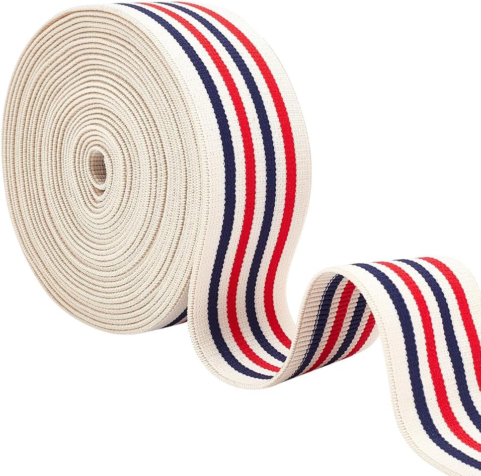 Amazon.com: BENECREAT 5 Yards Red Blue Striped Elastic Band, 1.5inch ...