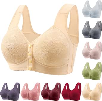 Hesxuno Front Closure Bras for Women Push up Breathable Bra Plus Size ...