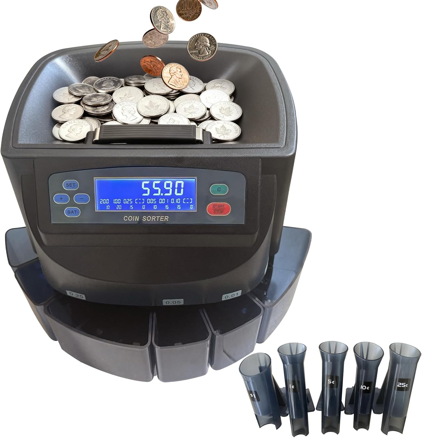 Coin Counter, Electric Coin Sorter, 270 Coins/Minute, 500 Coins ...