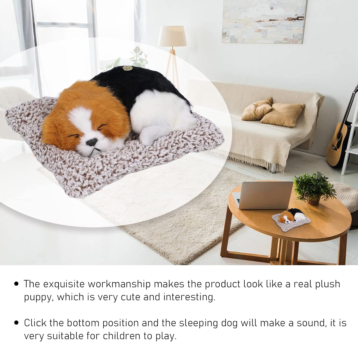 Haowecib Realistic Toy Dog, Adorable Sleeping Puppy Stuffed Interactive ...