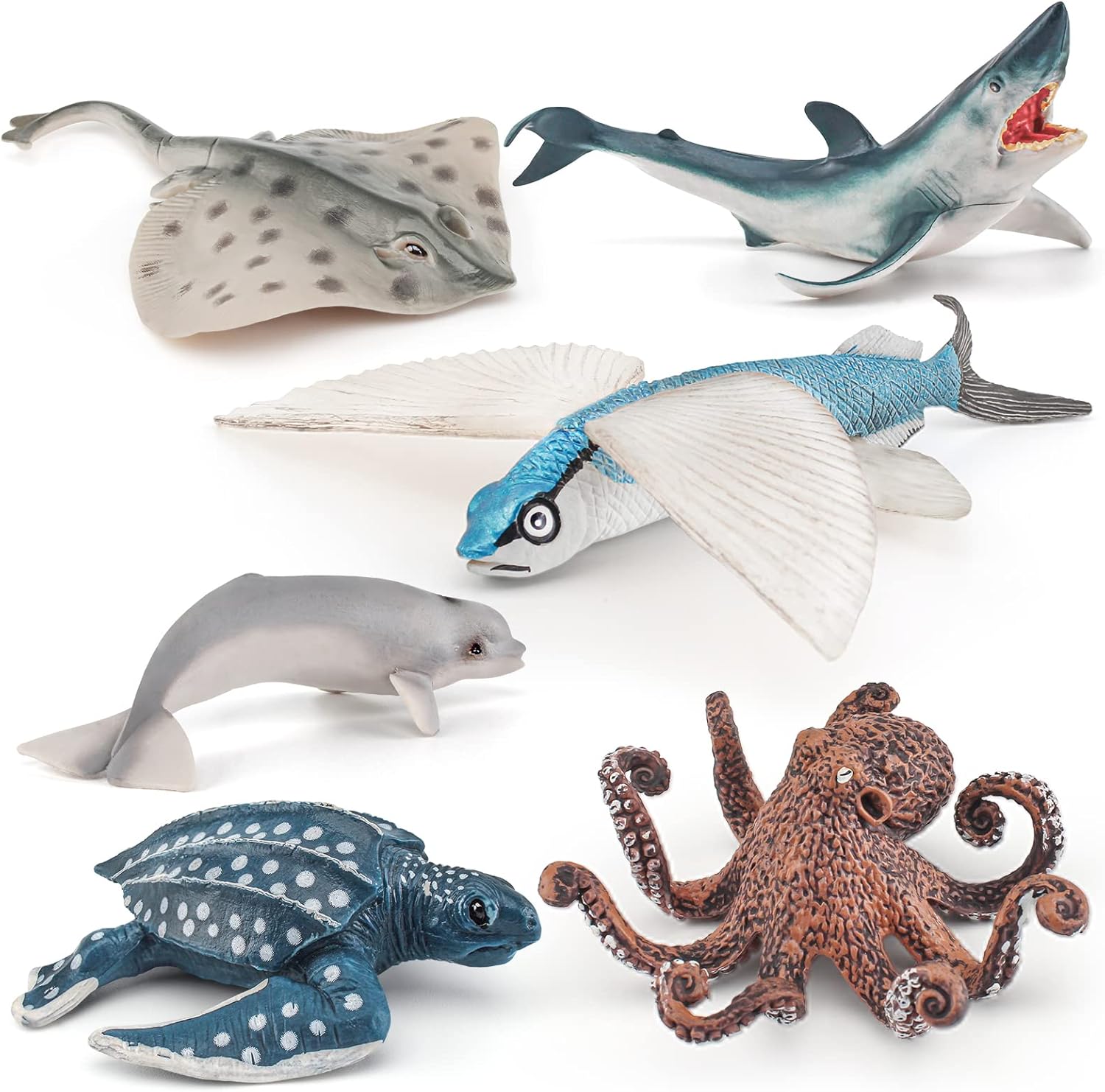 Juego de 6 figuras de animales marinos del mar del océano, ballena ...