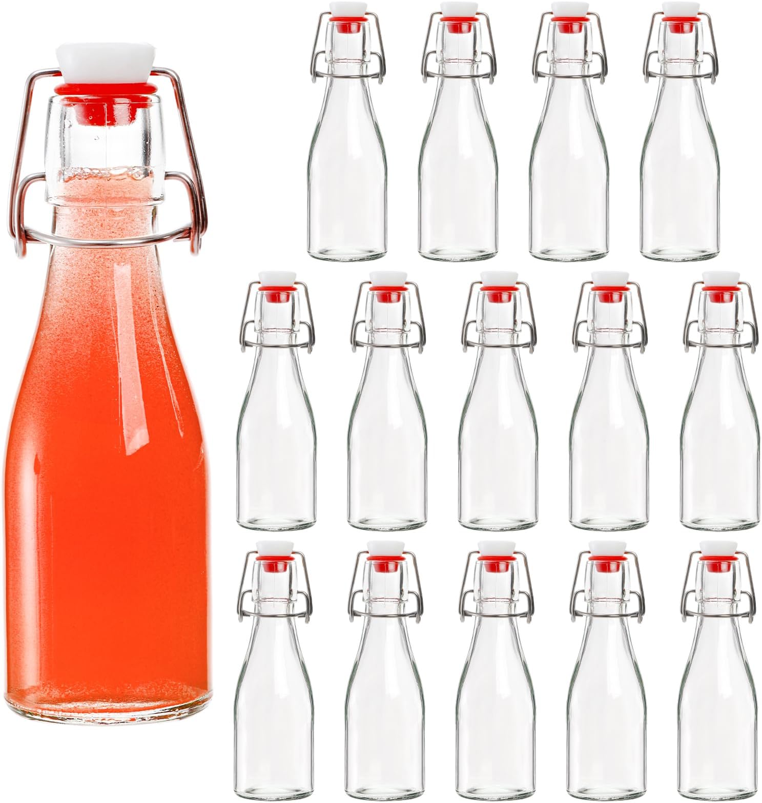 Amazon.com: Tebery 15 Pack Flip Top Round Glass Bottles with Leak Proof ...