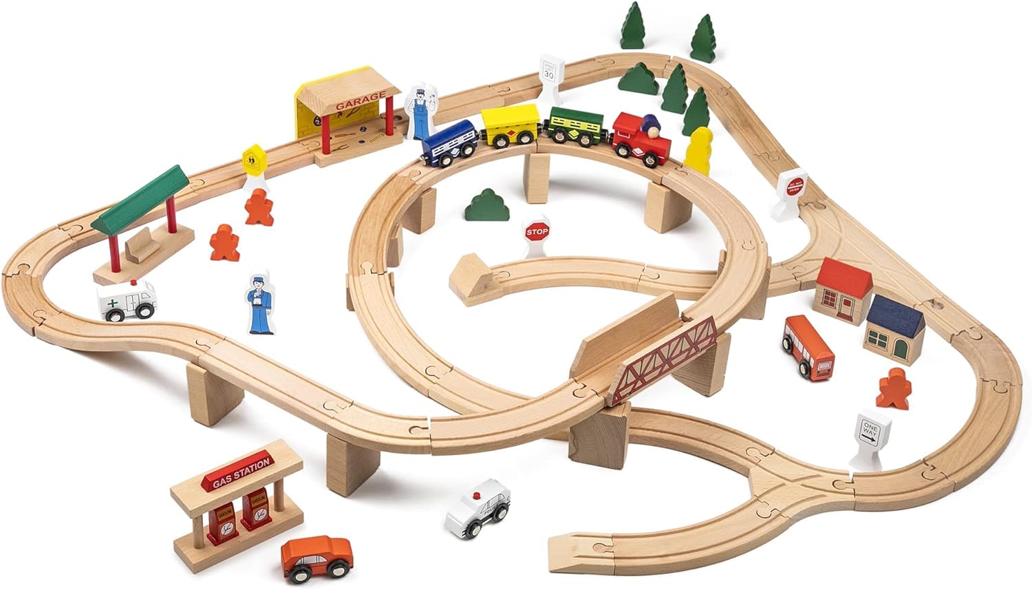 Buy Play Build Wooden Train Set, Complete Toddler Train Set ...