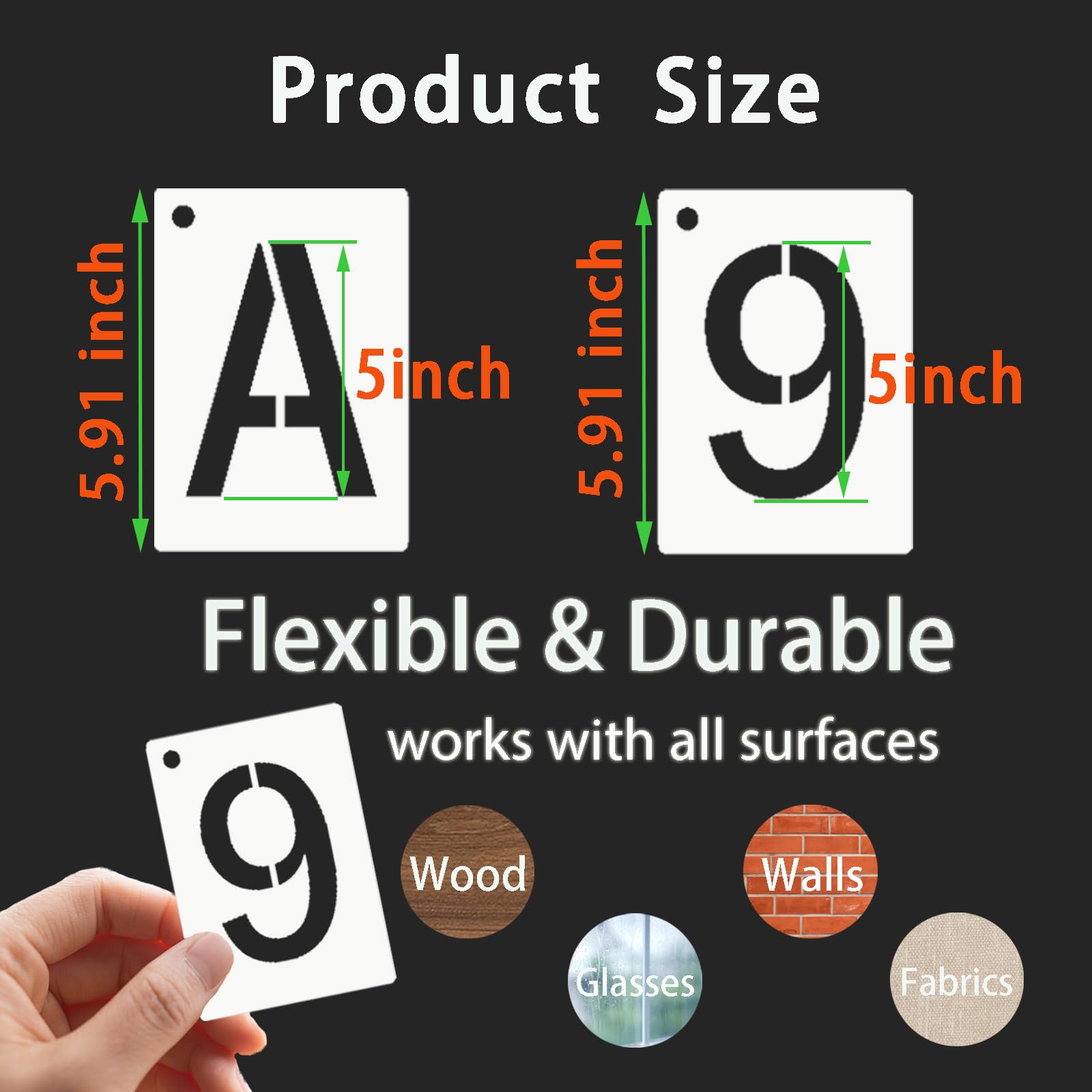 Snapklik.com : 5 Inch Letter Stencils And Numbers, 45 Pcs Plastic ...