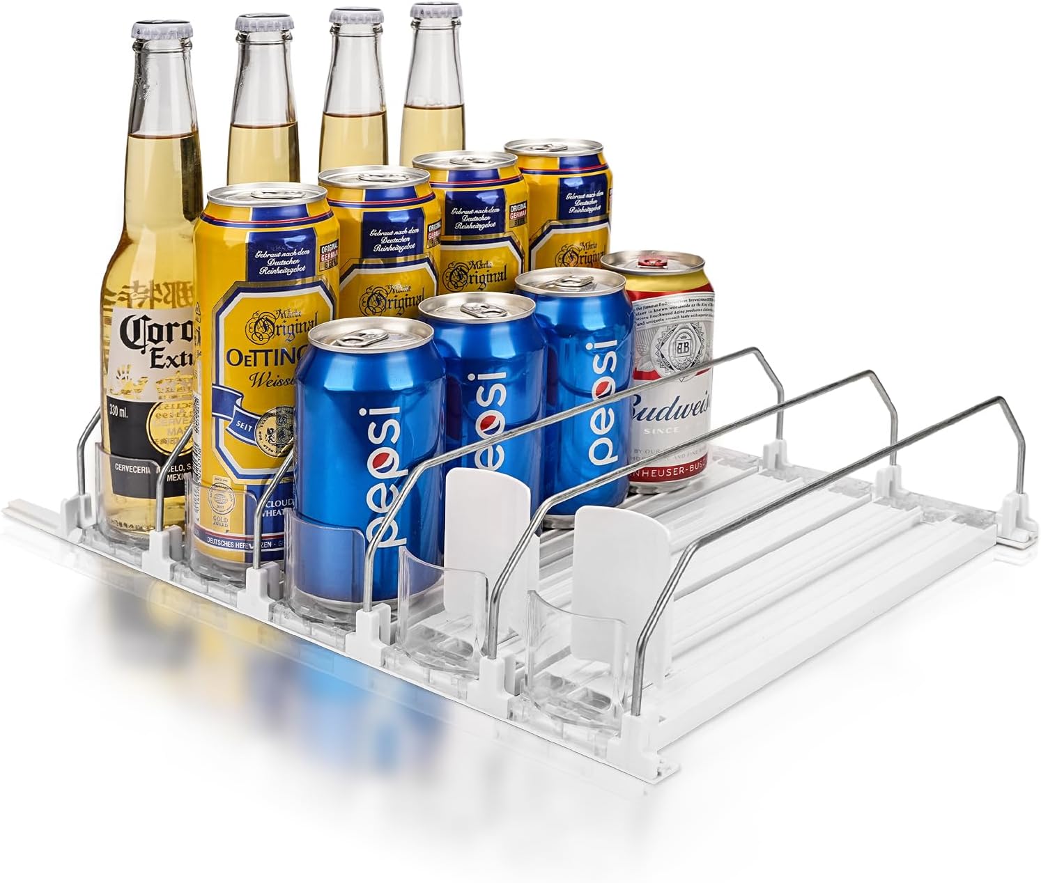 Amazon.com: Drink Organizer for Fridge, Width Adjustable Push Rod Slide ...