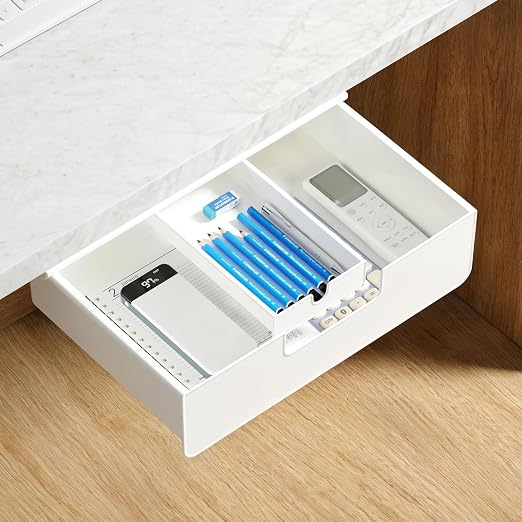 FRETONBA Under Desk Drawer Large Capacity, Slide Out Hidden Under Table ...