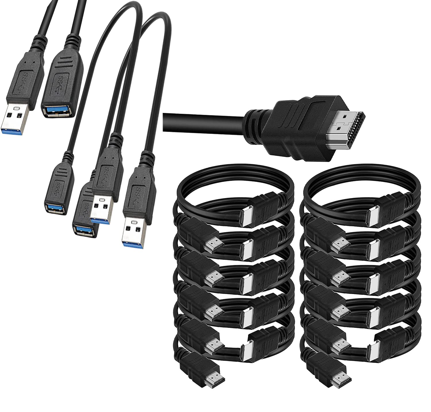 Amazon.com: SaiTech IT 2 Pack Short Length 30cm USB 3.0 Extension Cable ...