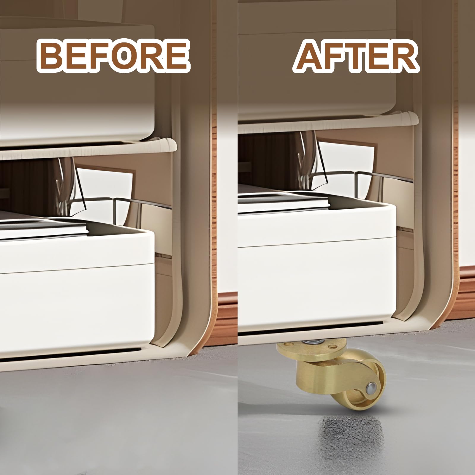 Snapklik.com : 4 Pcs Universal Caster Wheels, 360 Degree Rotation Brass ...