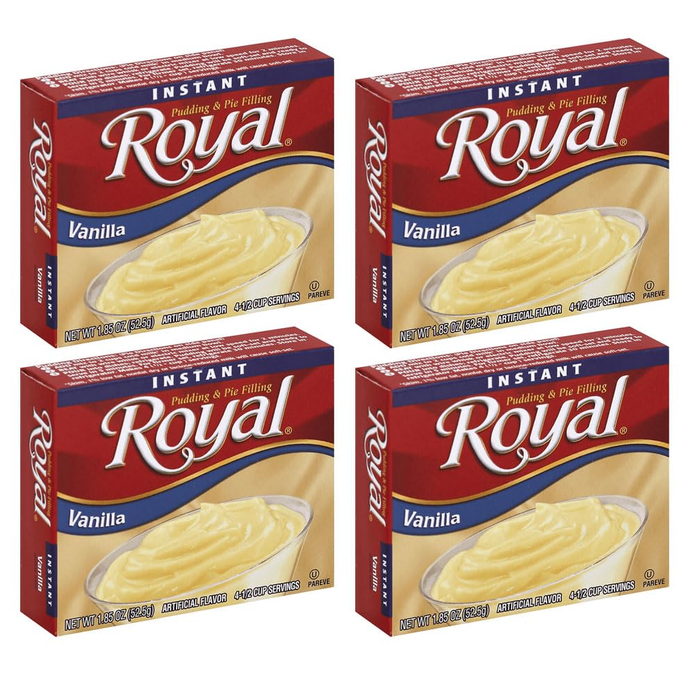 Amazon.com : 4 Pk Royal Instant Pudding Vanilla Dessert Mix Pie Filling ...