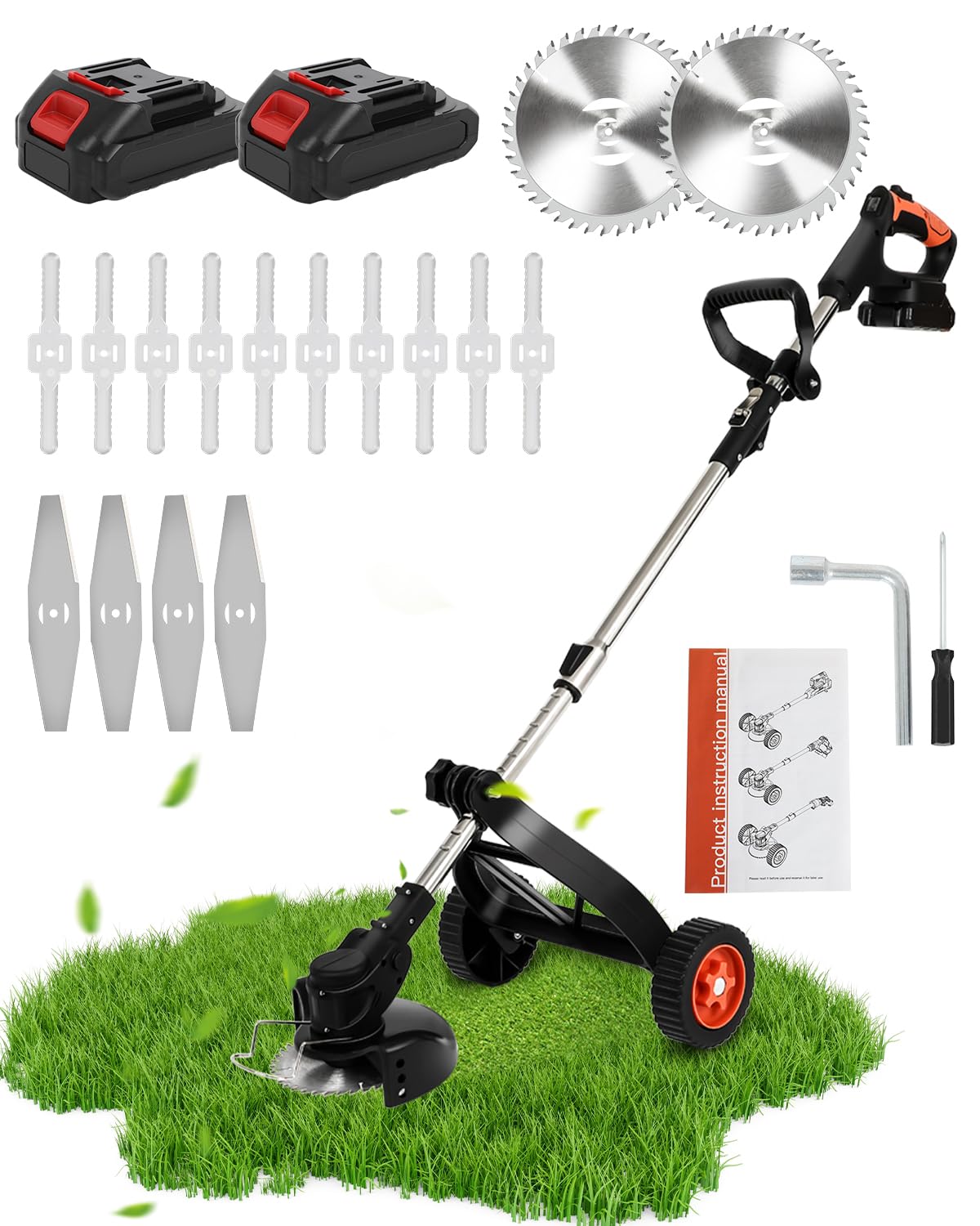 Electric Wacker, Cordless String Trimmer, 3 in 1 Weed Eater Battery ...