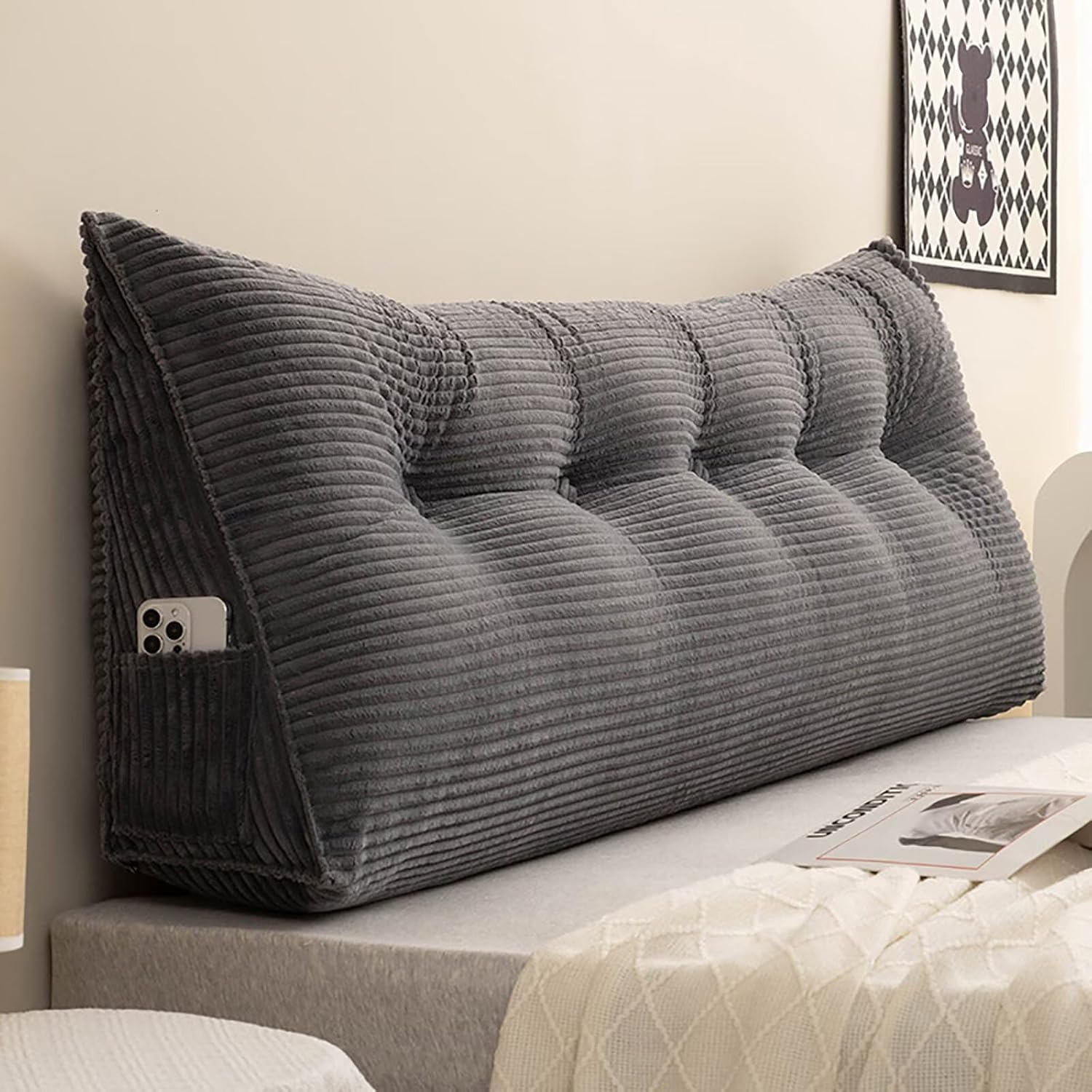 Amazon.com: TESICA Bed Wedge Headboard Pillow Full College Dorm Reading ...