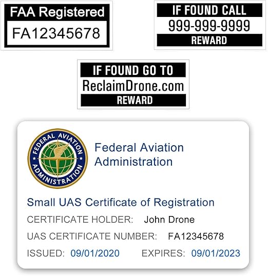 Amazon.com: FAA Drone Labels (2 Sets of 3) + FAA UAS Registration ID ...
