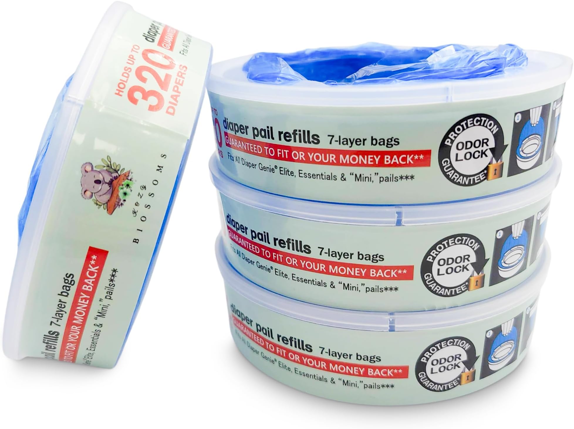 Amazon.com: Kozy Blossoms Diaper Pail Refill Bags | Compatible With ...