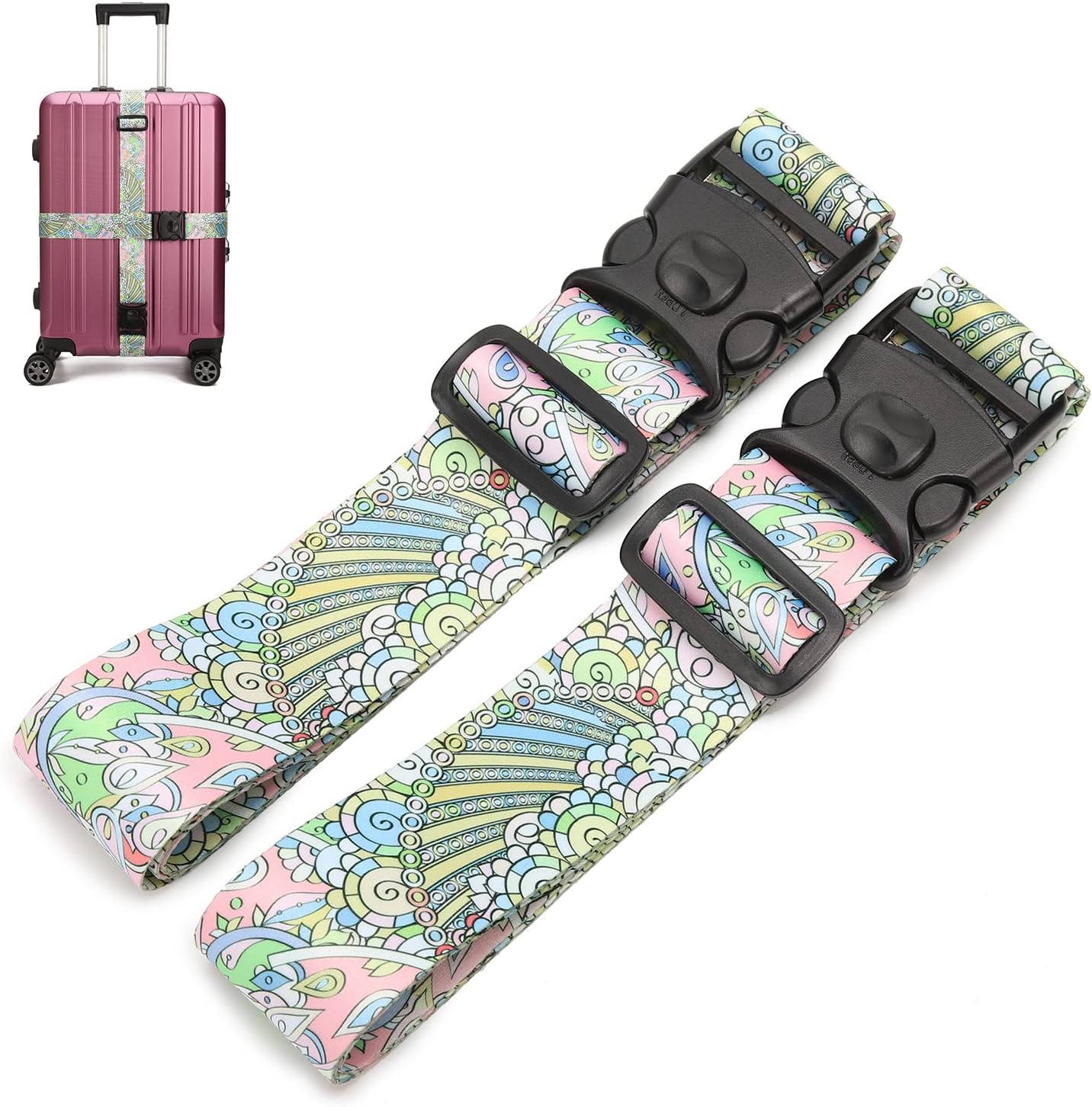 Amazon.com: 2 Pack 75'' x 2'' Adjustable Luggage Straps for Suitcase ...