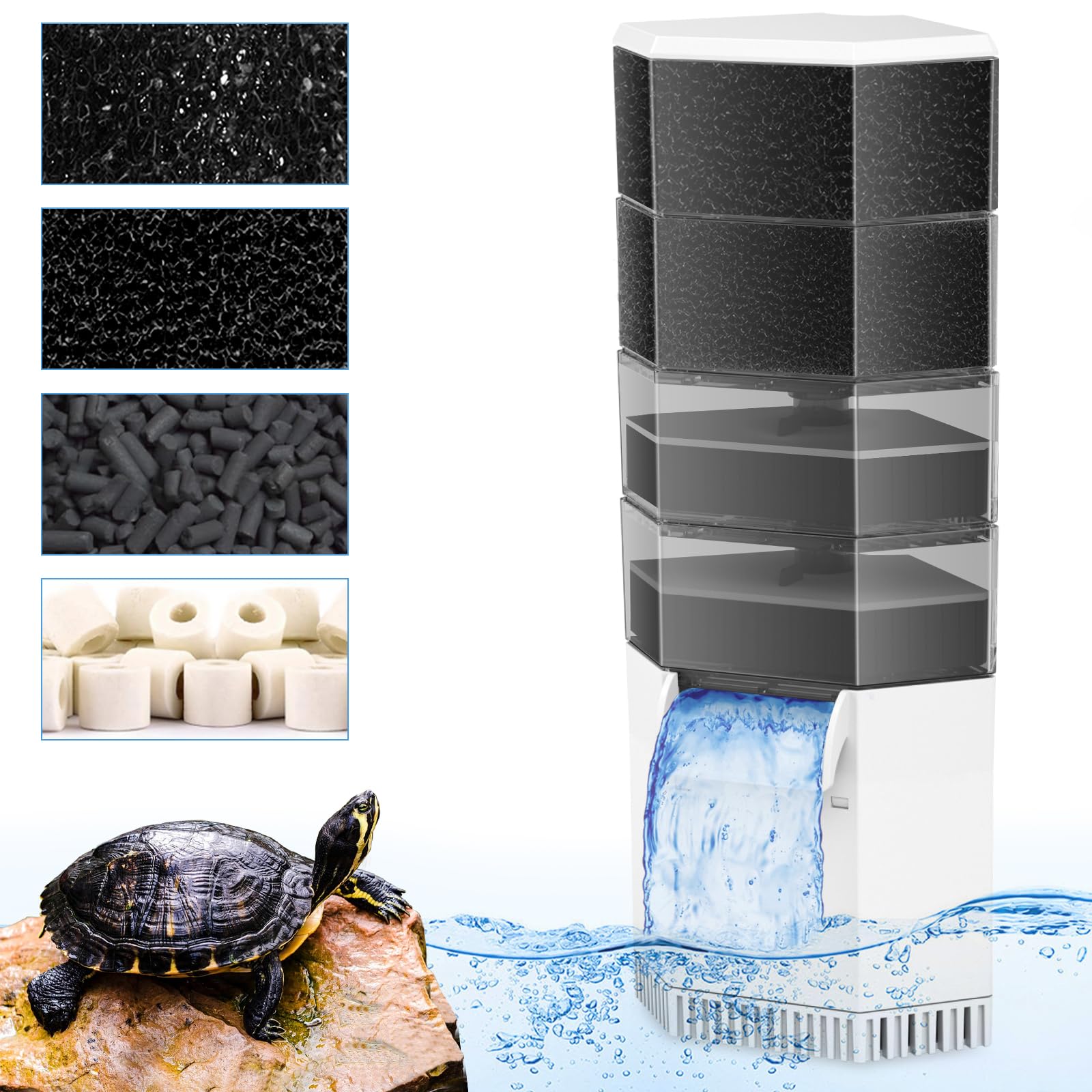 Snapklik.com : AquaMiracle Turtle Tank Filter 265GPH 4-Stage Super ...