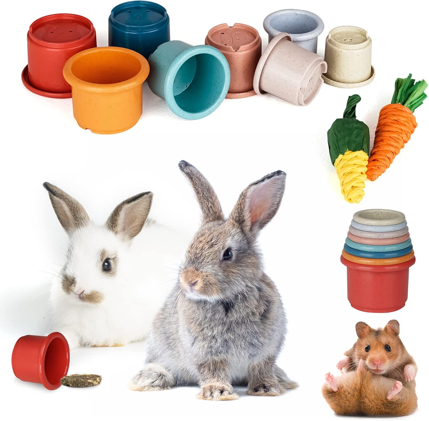 Amazon.com: SULICRE Rabbit Stacking Cups, 10pcs Bunny Stacking Cups ...