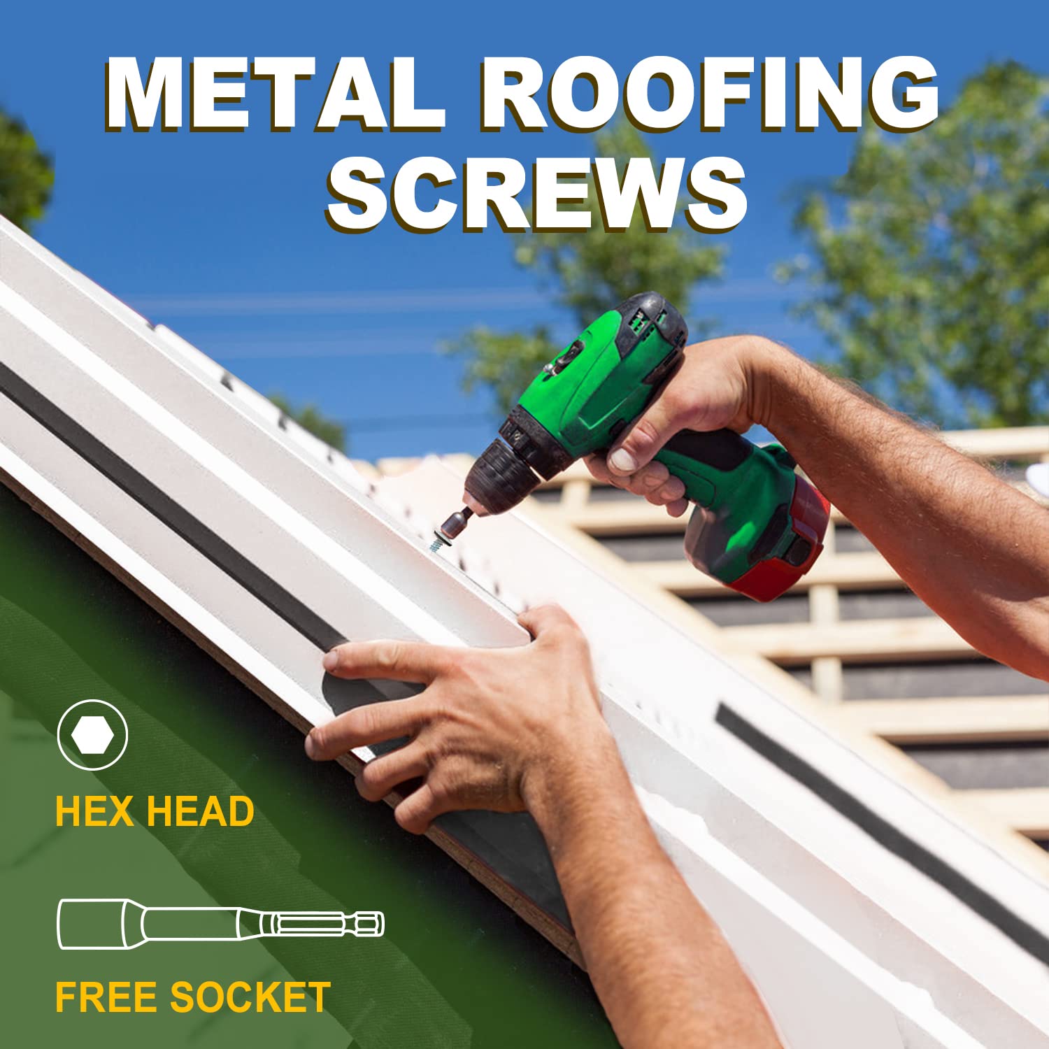 Snapklik.com : Metal Roofing Screws #10 1-1/2 Inch, 1000-PCS, White ...