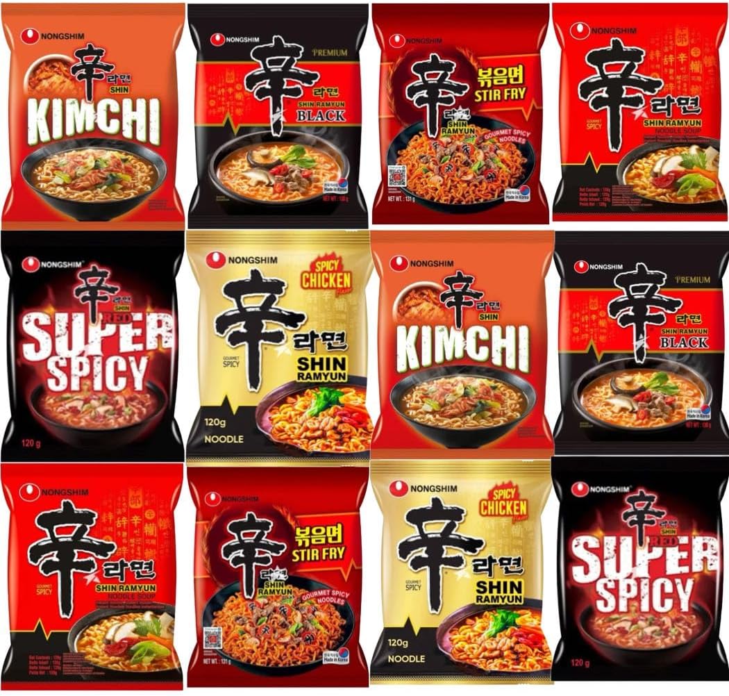 Nongshim SHIN Ramyun Korean Ultimate Spicy Ramen Bundle - Original, Red ...