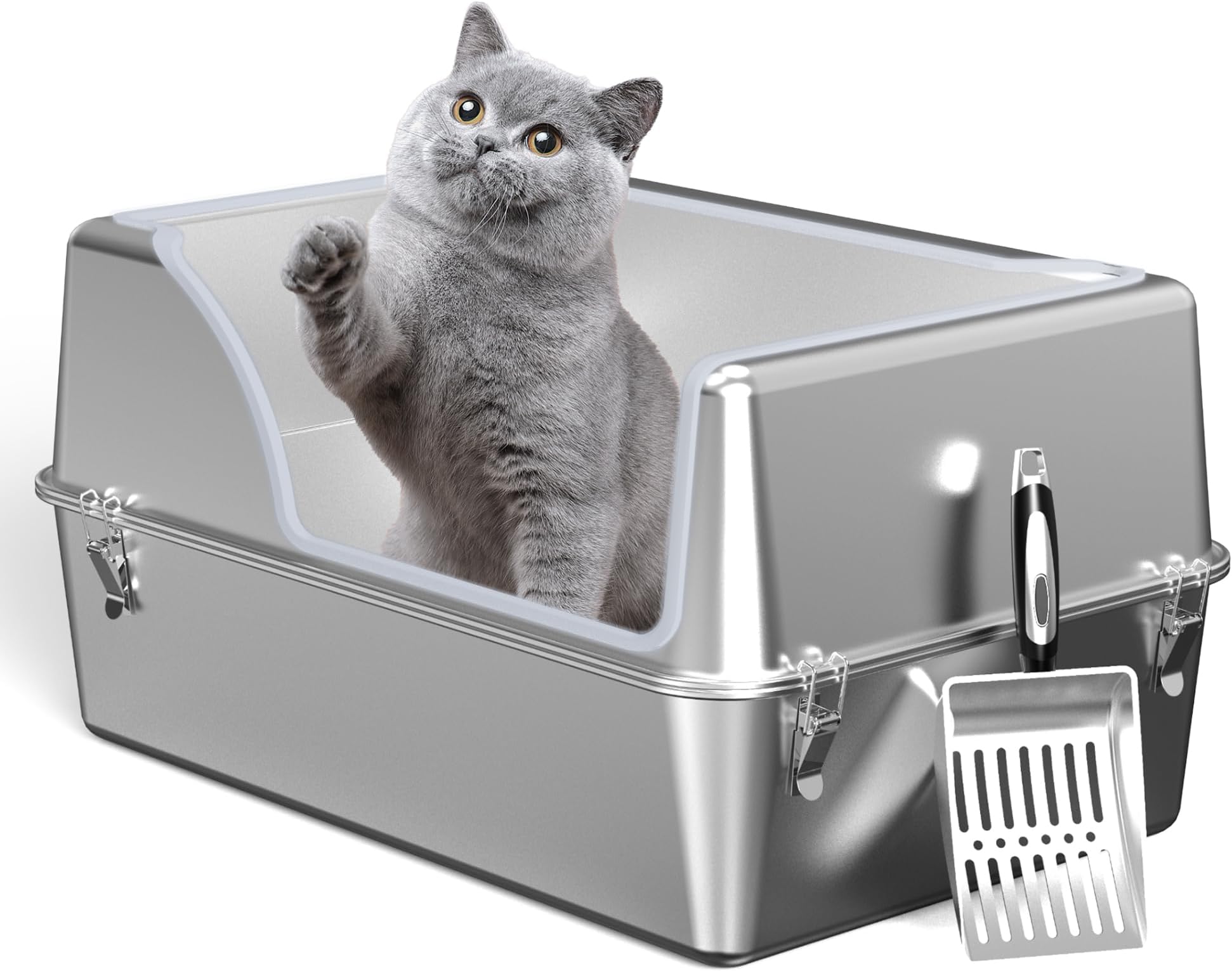 Amazon.com: Aothey Stainless Steel Litter Box with Lid and Scoop ...