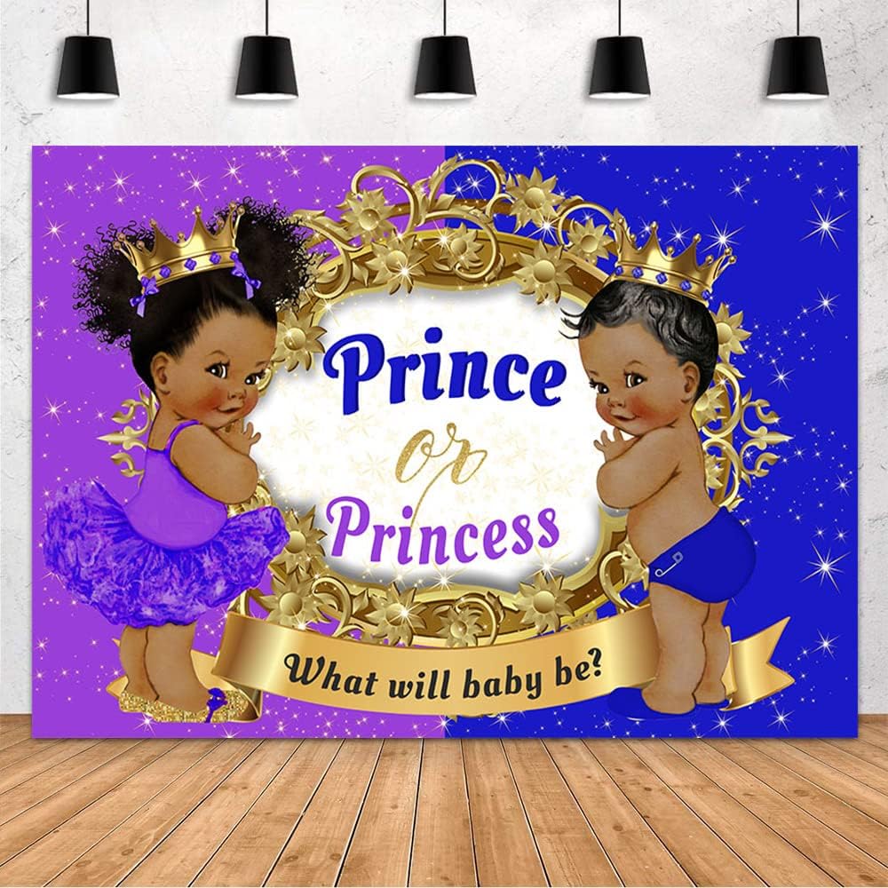 Amazon.com : Royal Prince or Princess Gender Reveal Backdrop Boy or ...