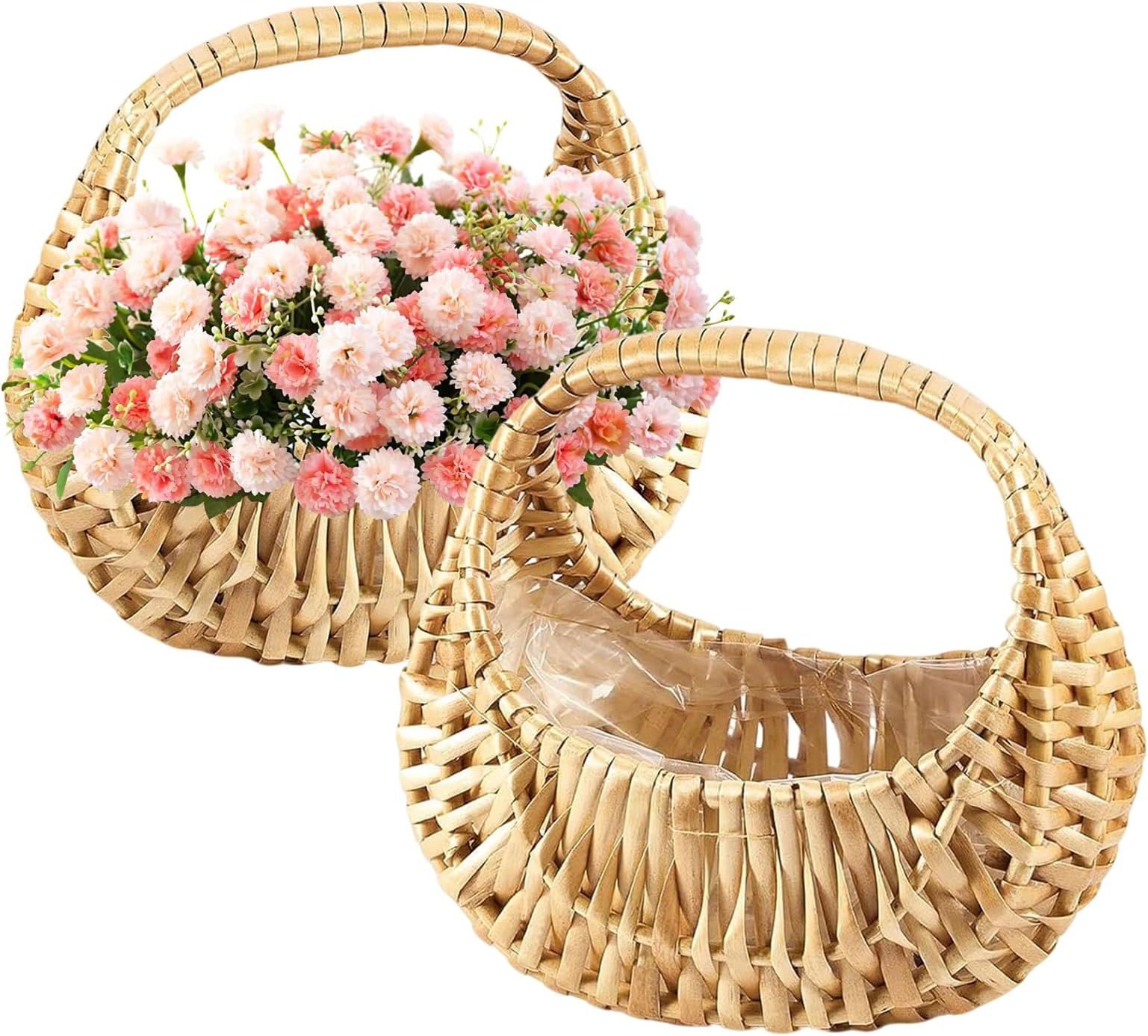 Amazon.com: Small Flower Girl Basket Set of 2 - Small Wicker Basket ...