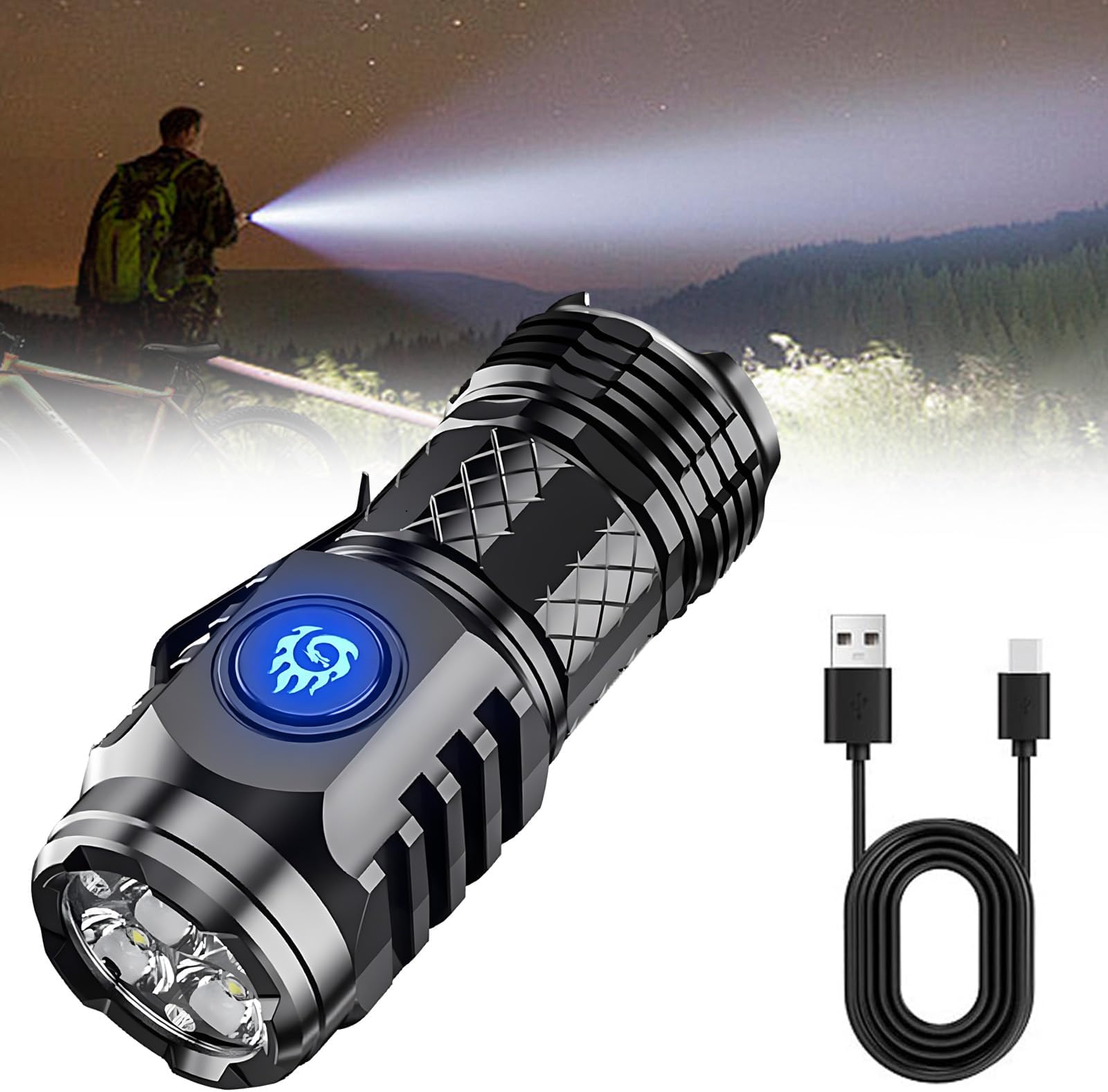 Three-Eyed Monster Mini Flashlight, Super Power Thumb Flashlight ...